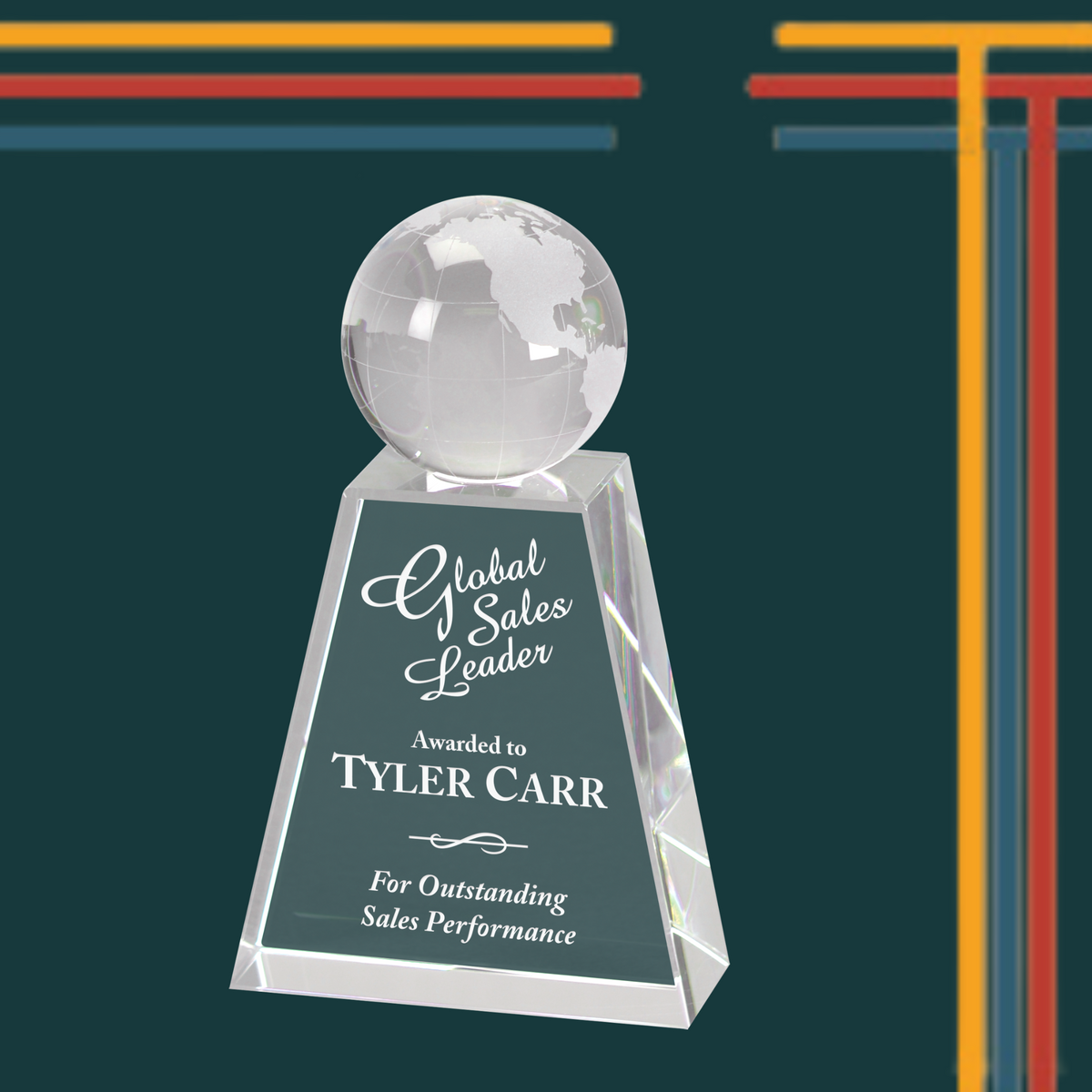 Around The World Crystal Award | Mr. Trophy Shop