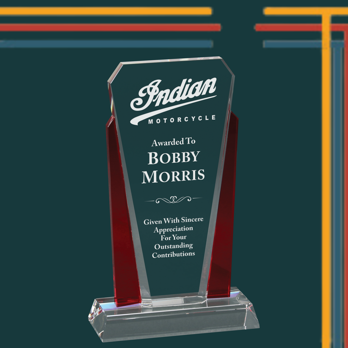 Red Strike Out Crystal Award - Mr. Trophy — Mr. Trophy Shop