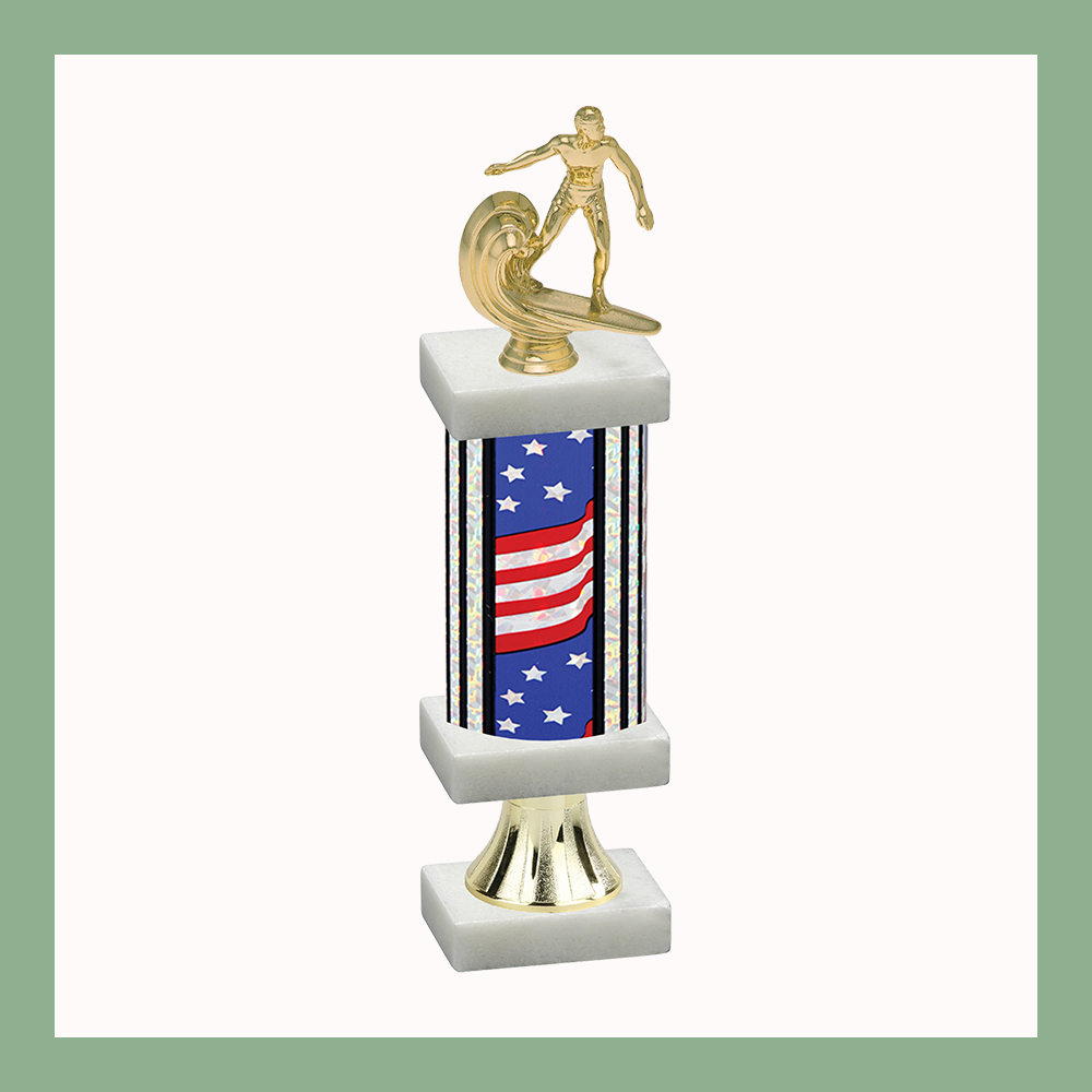 Surfing Column Pedestal Trophy | Mr. Trophy Shop